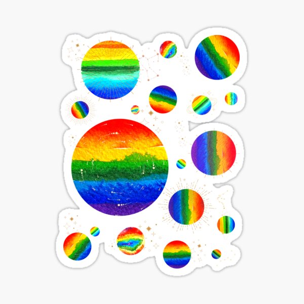 "Rainbow Planets" Sticker for Sale by Colorcore | Redbubble