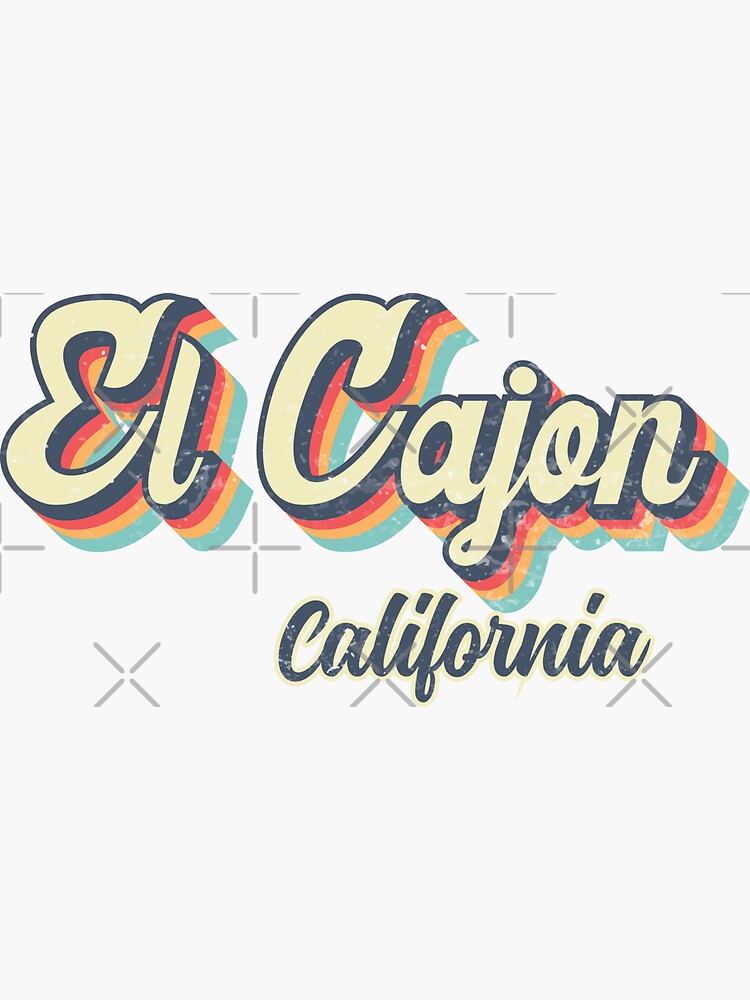 "El Cajon city California Retro Vintage 70s rainbow" Sticker for Sale ...