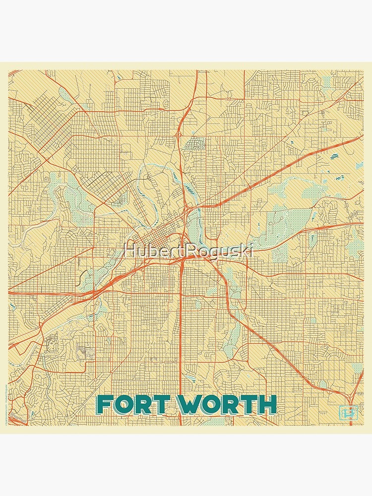 "Fort Worth Map Retro" Art Print for Sale by HubertRoguski | Redbubble