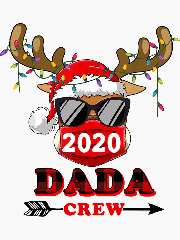 Pegatina «Dada Crew Reno rojo a cuadros con mascarilla 2020 para Navidad, Dada, Crew, rojo ...