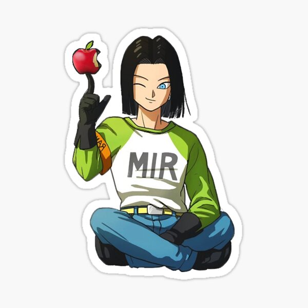 "Android 17 Eating Apple " Sticker for Sale by travieconloir | Redbubble