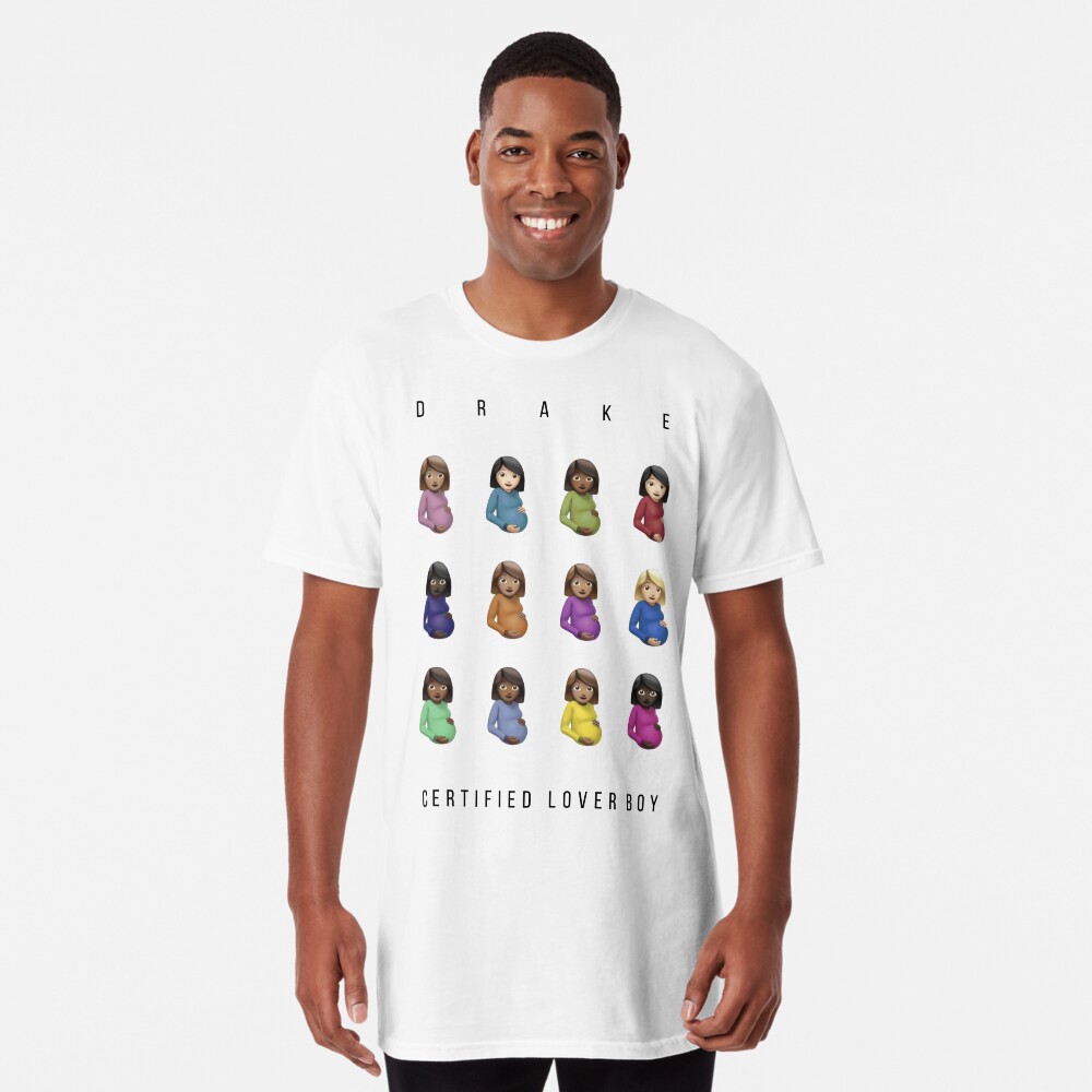 "Drake T-shirt Certified Lover Boy Album of 12 pregnant woman emojis ...