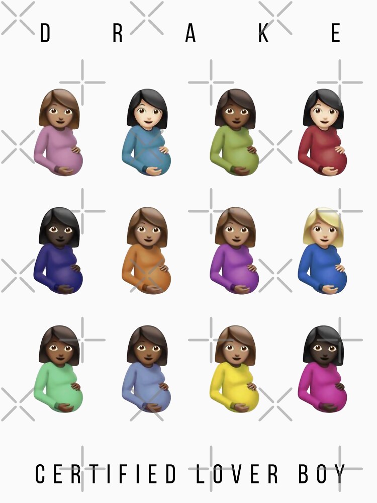 "Drake T-shirt Certified Lover Boy Album of 12 pregnant woman emojis ...