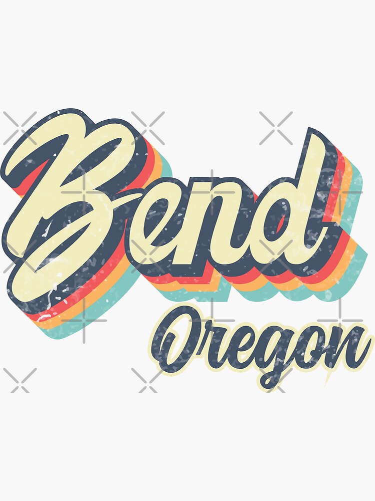 "Bend city Oregon Retro Vintage 70s rainbow" Sticker for Sale by ...
