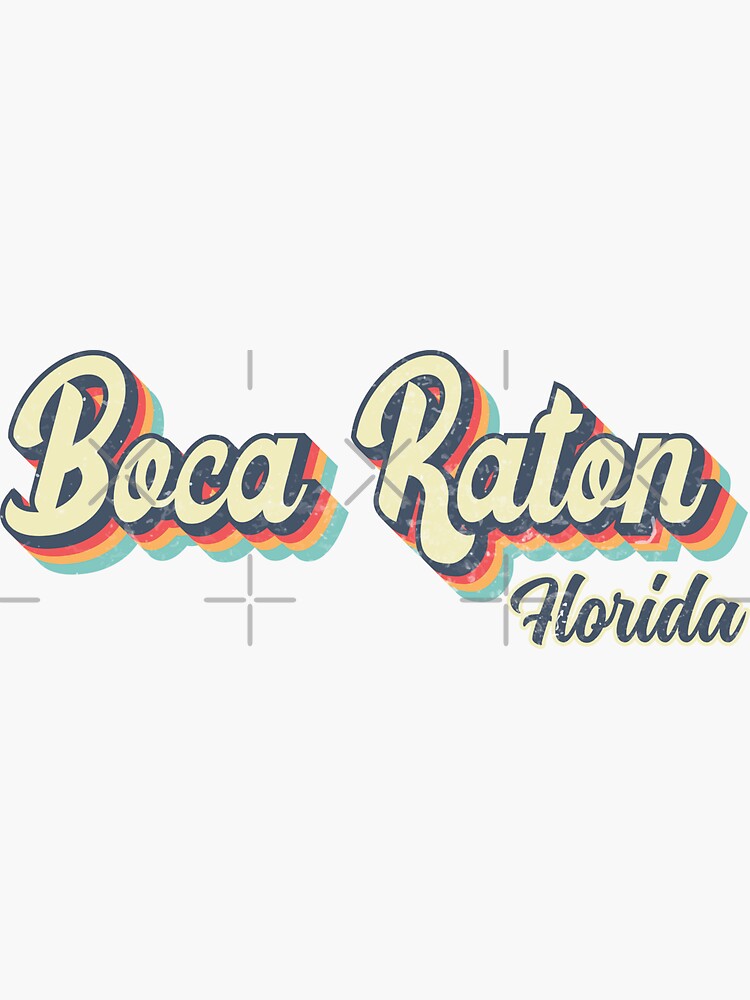 "Boca Raton City Florida Retro Vintage 70s rainbow" Sticker for Sale by ...
