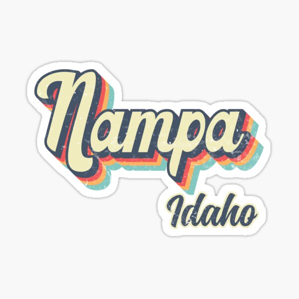 "Nampa City Idaho Retro Vintage 70s rainbow" Sticker for Sale by ...