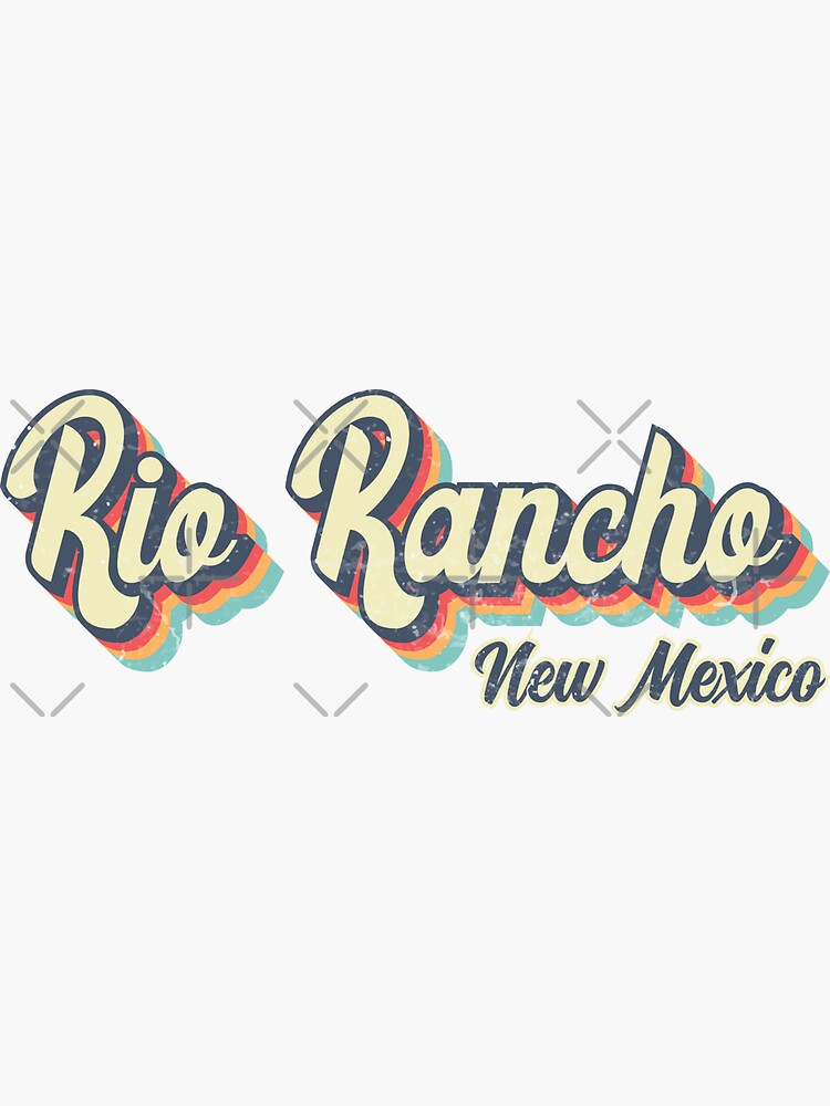 "Rio Rancho City New Mexico Retro Vintage 70s rainbow" Sticker for Sale ...