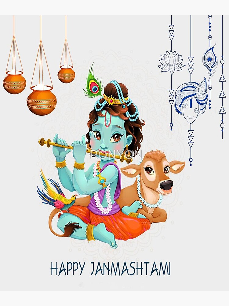 "janmashtami" Poster for Sale by RONYON | Redbubble