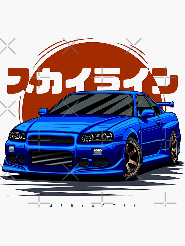 "Skyline GTR R34" Sticker for Sale by OlegMarkaryan | Redbubble