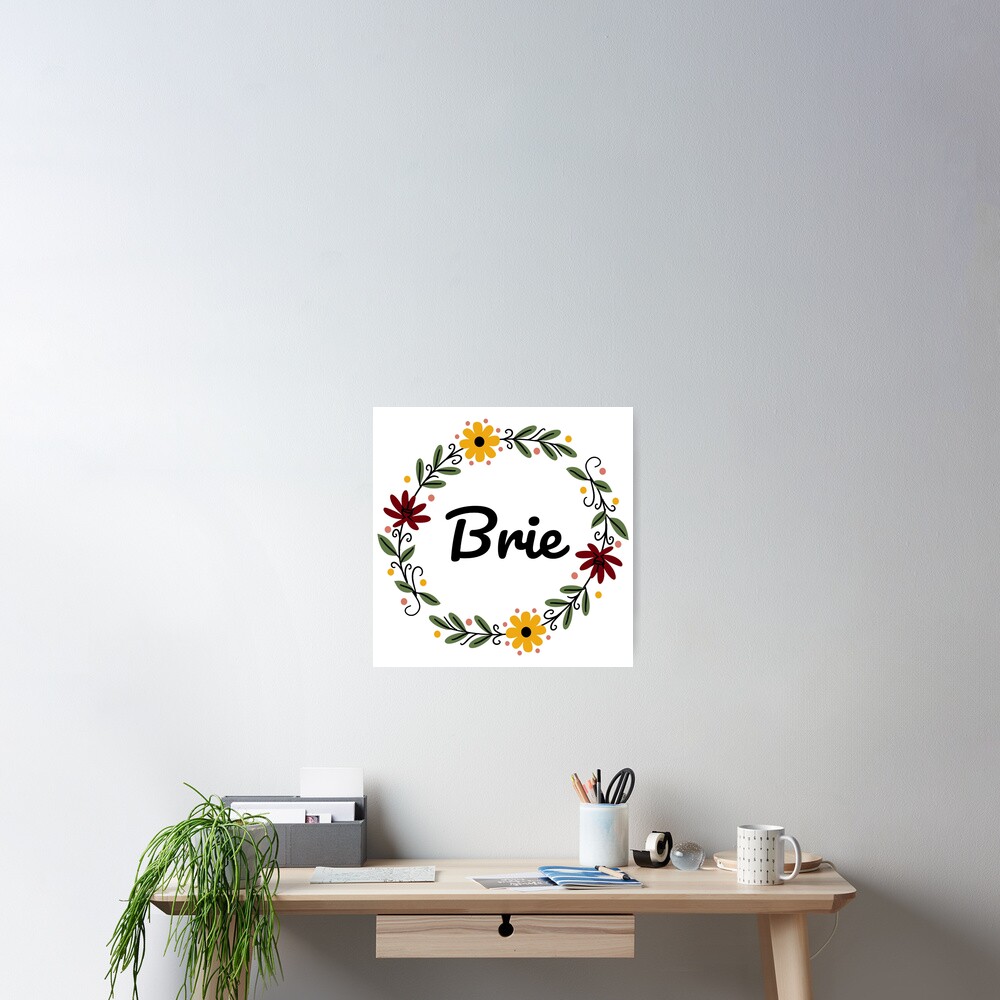 ""Brie" Name in Yellow and Dark Red Color Flower Ring" Poster by ...