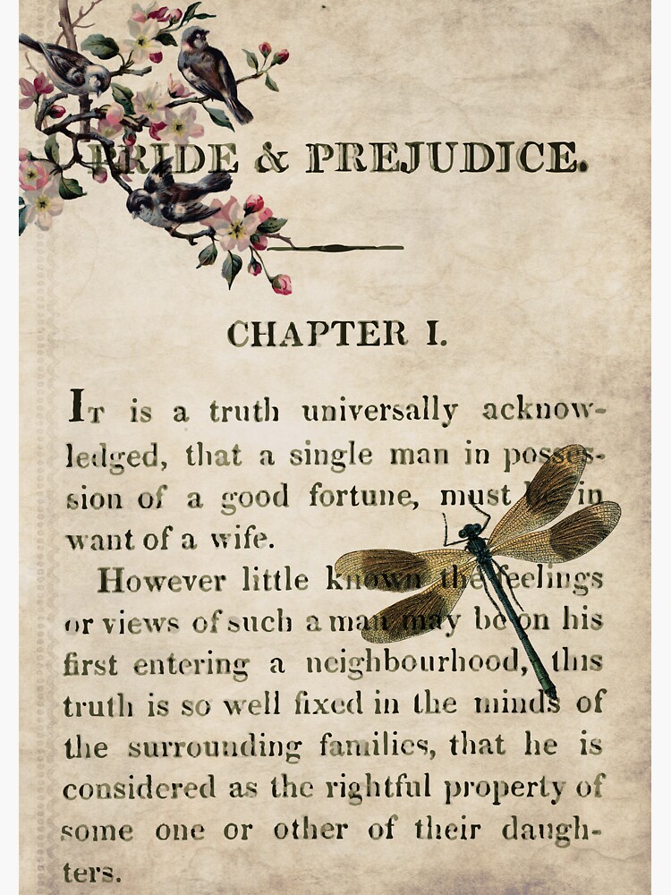 "Pride and Prejudice First Page of First Chapter - Jane Austen Tribute ...