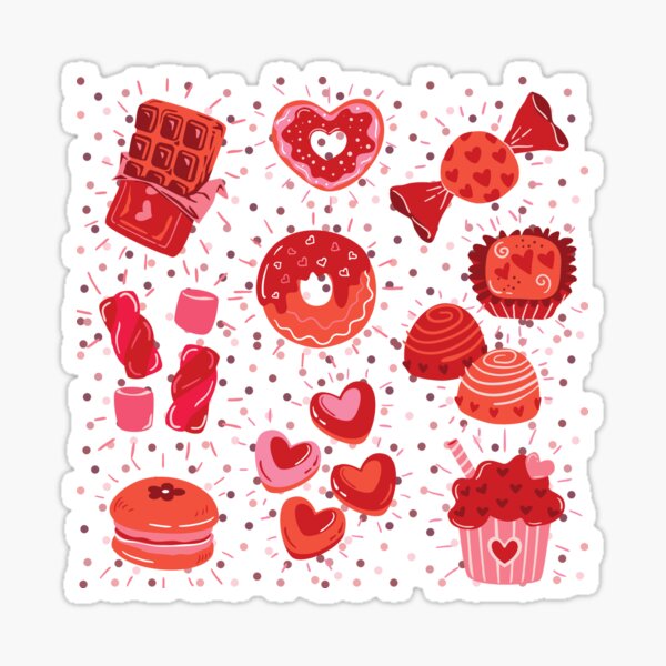 "Delicious chocolate goods marshmallows cupcake candy doughnuts burger ...