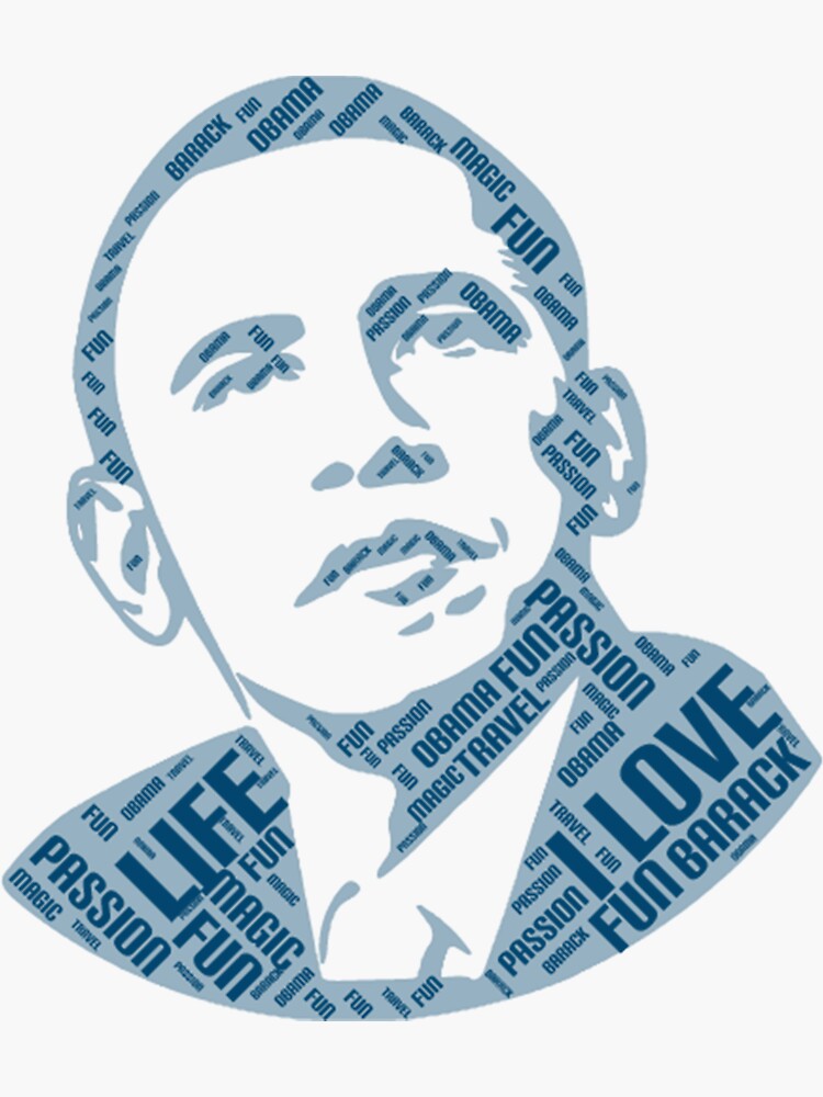 "Barack Obama word art design." Sticker by Lakshman33 | Redbubble