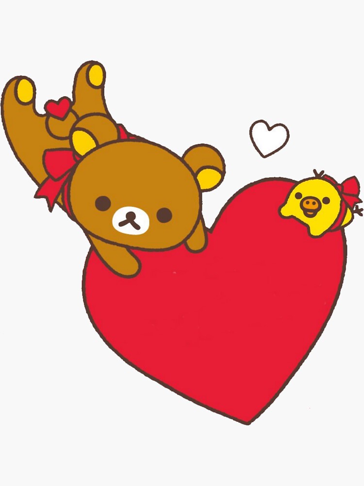 "Rilakkuma and kiiroitori heart" Sticker for Sale by Gamehamza | Redbubble