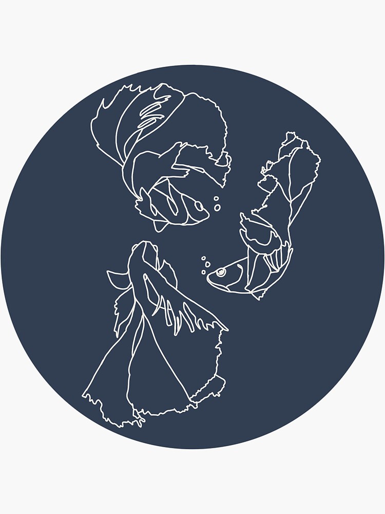 "Beta Fish Line Art" Sticker for Sale by JoanThePainter | Redbubble