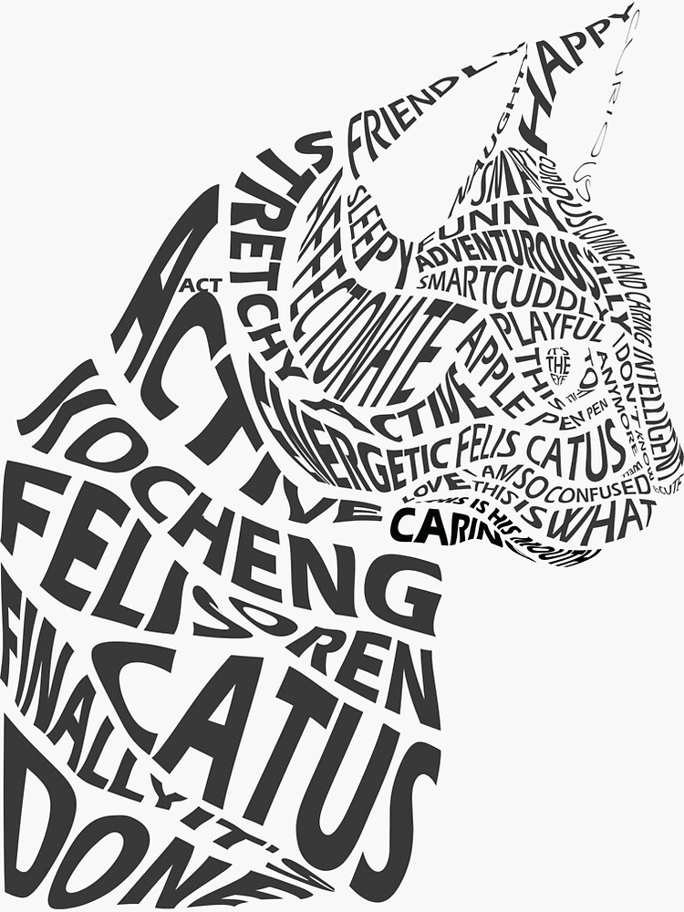 "Cat Typography Illustration" Sticker for Sale by Reirio | Redbubble