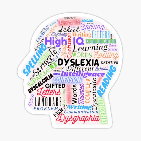 "A colourful brain explaining dyslexia for awareness month." Sticker ...