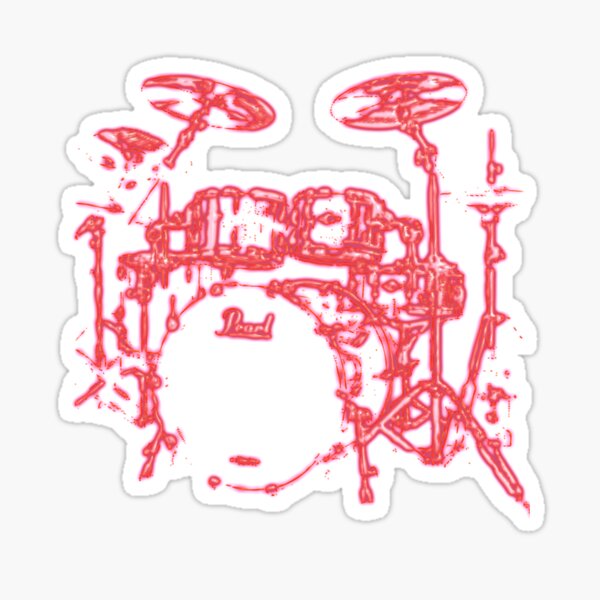 "Drums 22 Neon Red Essential " Sticker for Sale by sweetleafvinyl ...