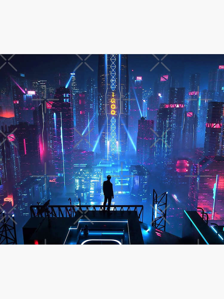 Cyberpunk Night City Tapestry