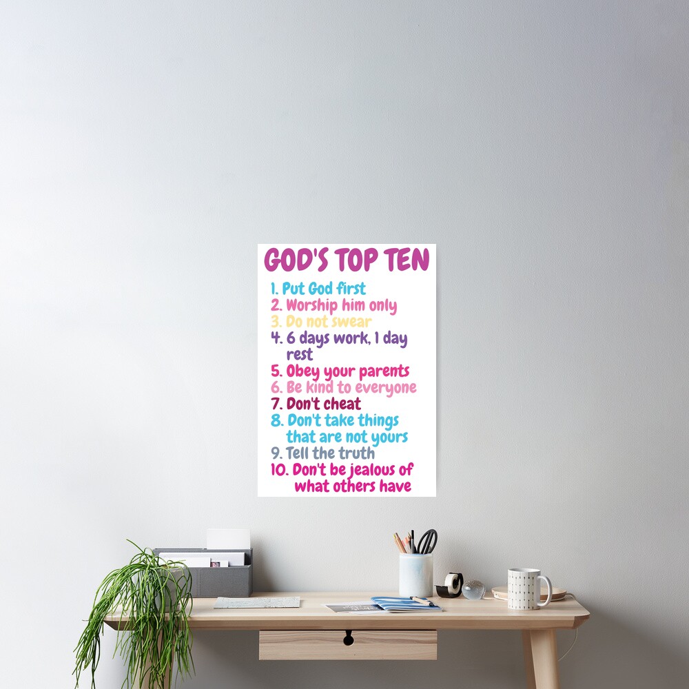 "Ten Commandments for Kids God's Top Ten" Poster for Sale by MimsTees ...