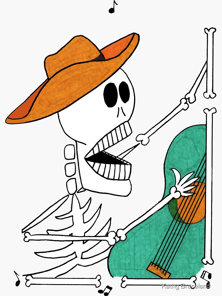 "Original Art - Skeleton Cowboy Musician Playing Guitar, Guitarist ...