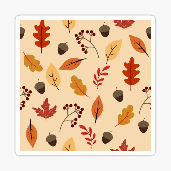 "Fall Leaves and Acorns Autumn Pattern" Sticker for Sale by Krysanthe ...