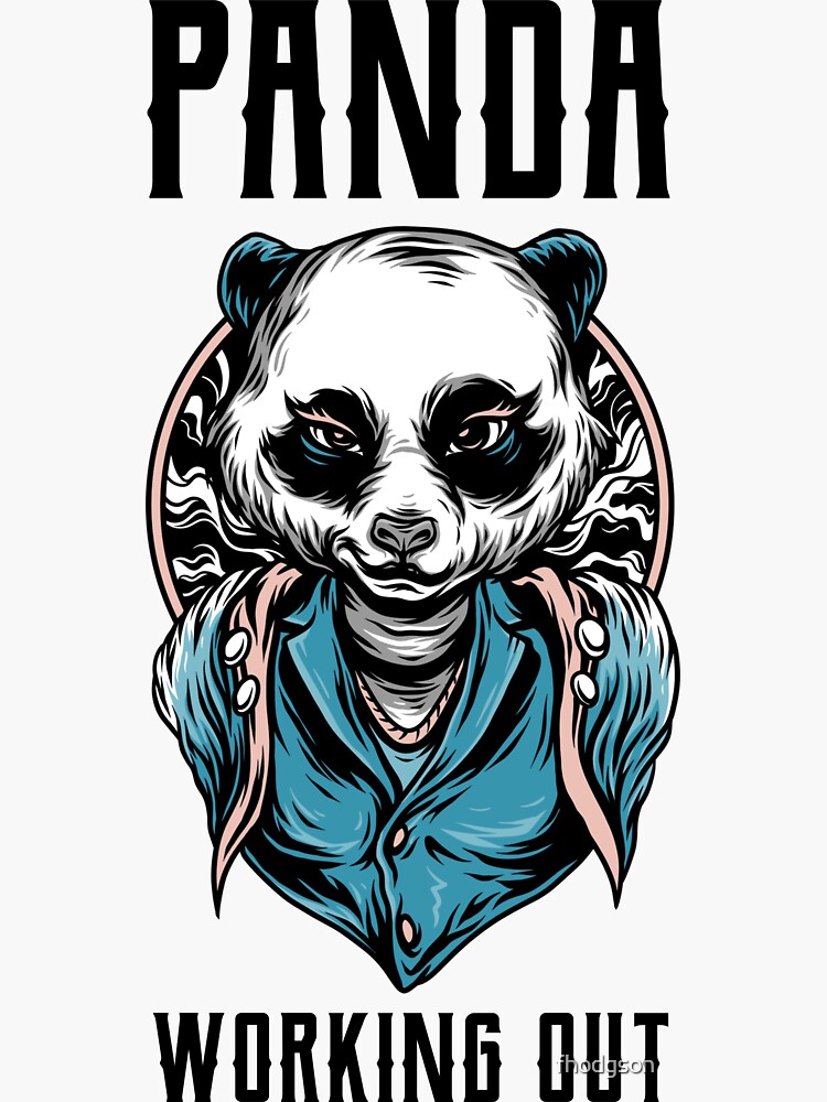 "panda working out" Sticker for Sale by fhodgson | Redbubble