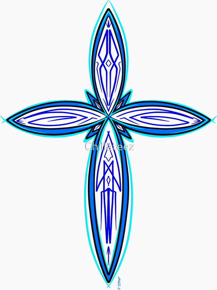 "Pinstripe cross" Sticker by Chillateez | Redbubble