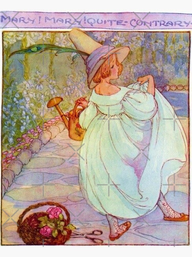 "Mary Mary Quite Contrary Vintage Illustration " Sticker for Sale by ...