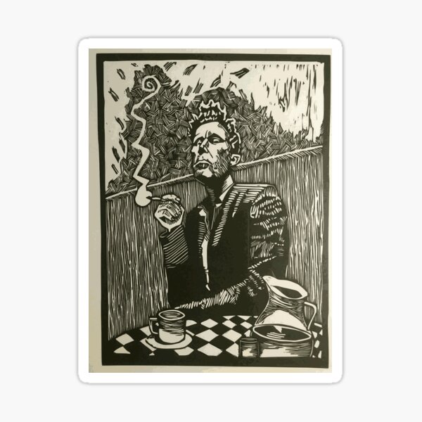 "Tom Waits Smoking a Cigarette Graphite Artwork" Sticker for Sale by ...