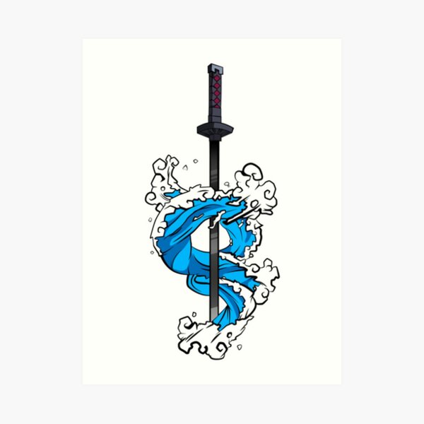 "Demon Slayer Tanjiro's Water Breathing Sword Art" Art Print for Sale ...