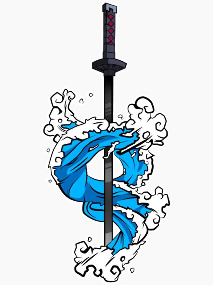 "Demon Slayer Tanjiro's Water Breathing Sword Art" Sticker for Sale by ...