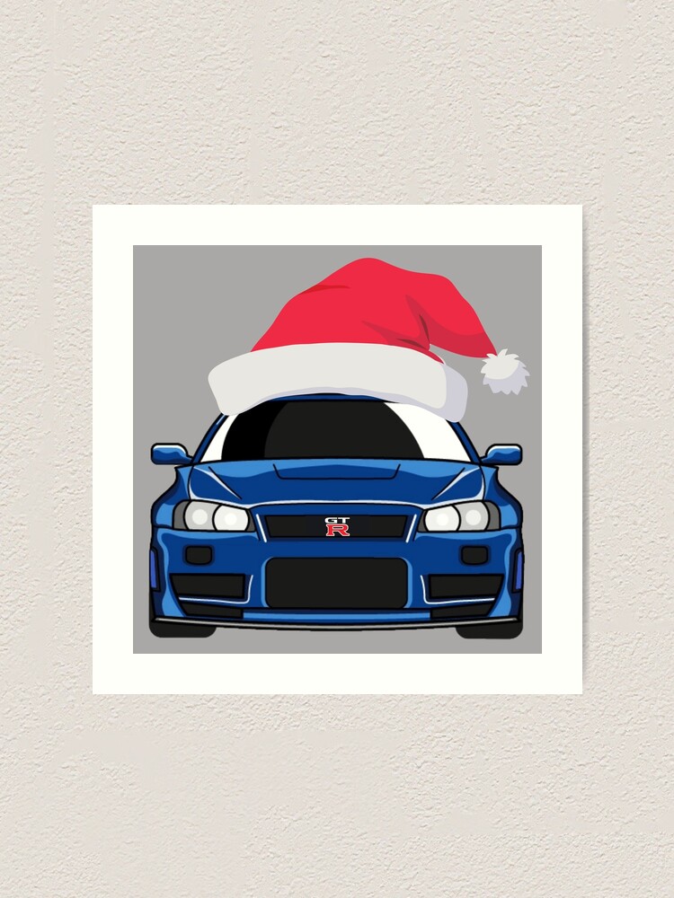 "Merry Christmas { Skyline GTR R34 }" Art Print for Sale by MOTOSHIFT ...