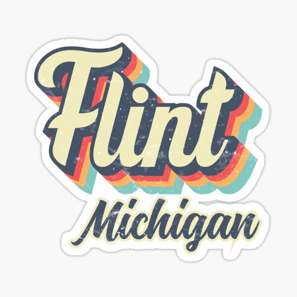 "Flint City Michigan Retro Vintage 70s rainbow" Sticker for Sale by ...