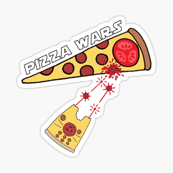 "Pizza Wars Food Fight teal Pepperoni Falcn vs Salami Destroyr" Sticker ...