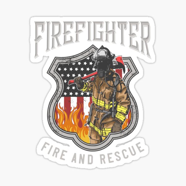 "Firefighter Fire Department USA Flag" Sticker for Sale by Macphisto71 ...