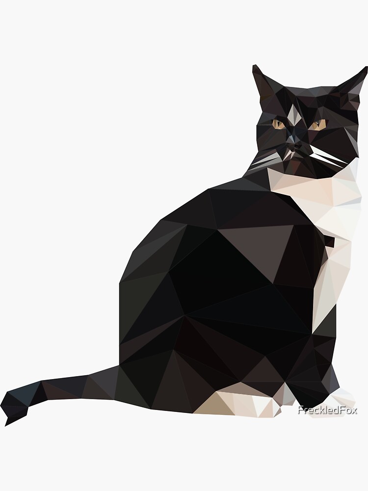 "Low Poly Cat" Sticker by FreckledFox | Redbubble