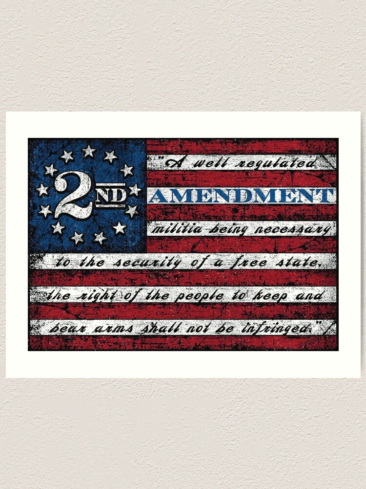 "2nd Second Amendment Flag, 1791 Vintage American Flag" Art Print for Sale by Graphic Master ...
