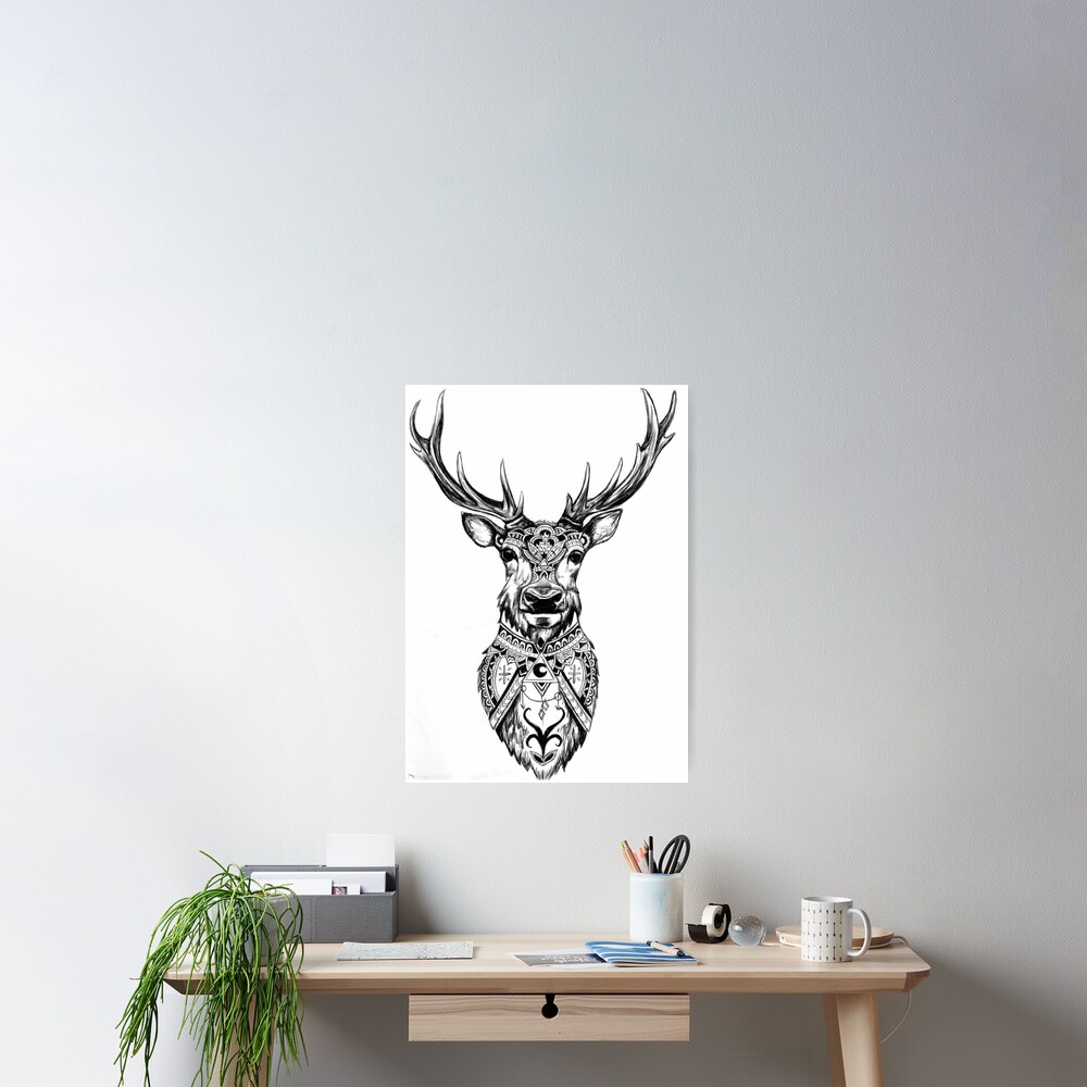 "Geometric Stag Print" Poster by maddiecade | Redbubble