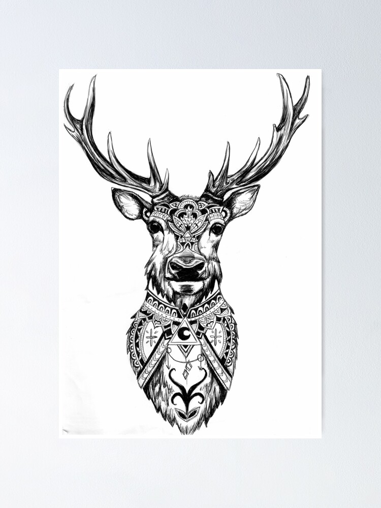 "Geometric Stag Print" Poster by maddiecade | Redbubble