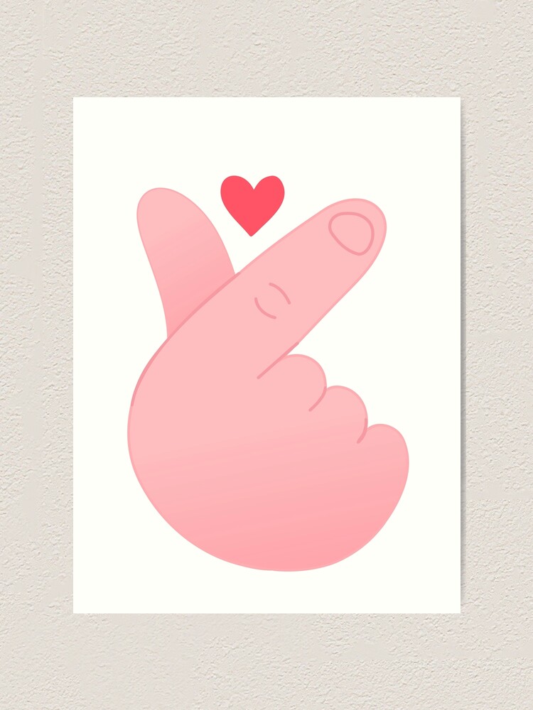 Saranghae Kawaii Korean Finger Heart Korean Love Hangul Art Print