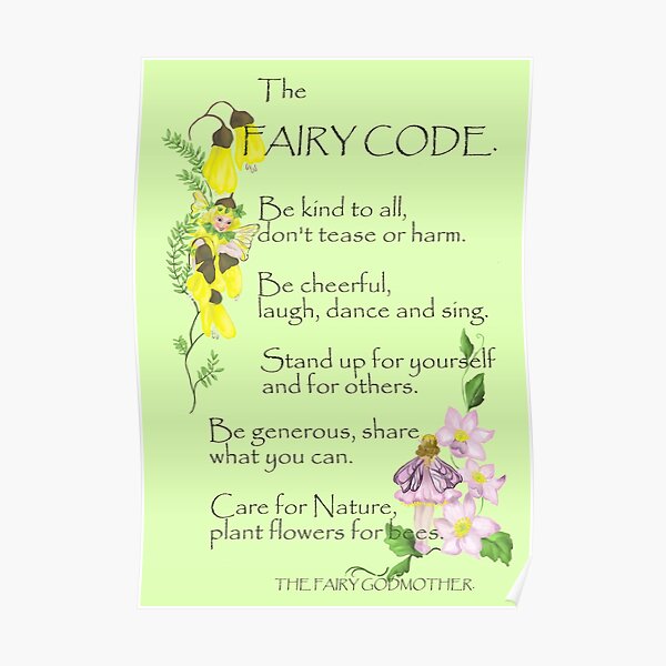 "The Fairy code of good conduct." Poster for Sale by Faerieglen | Redbubble