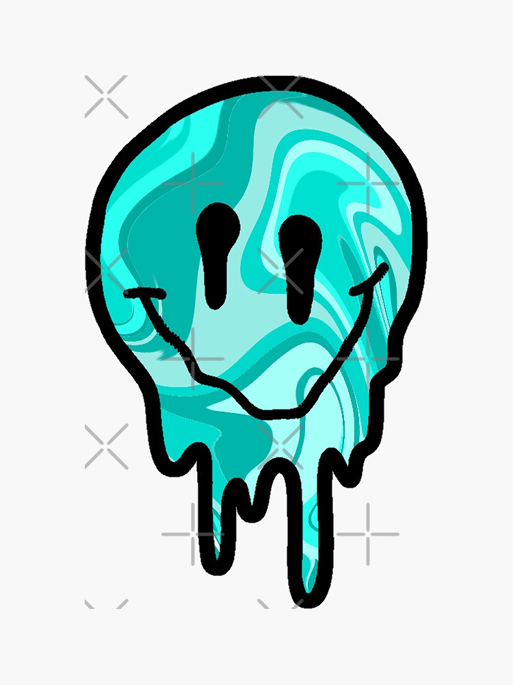 "Turqouise/Teal Drippy Smiley face" Sticker for Sale by tropicalhen133 ...