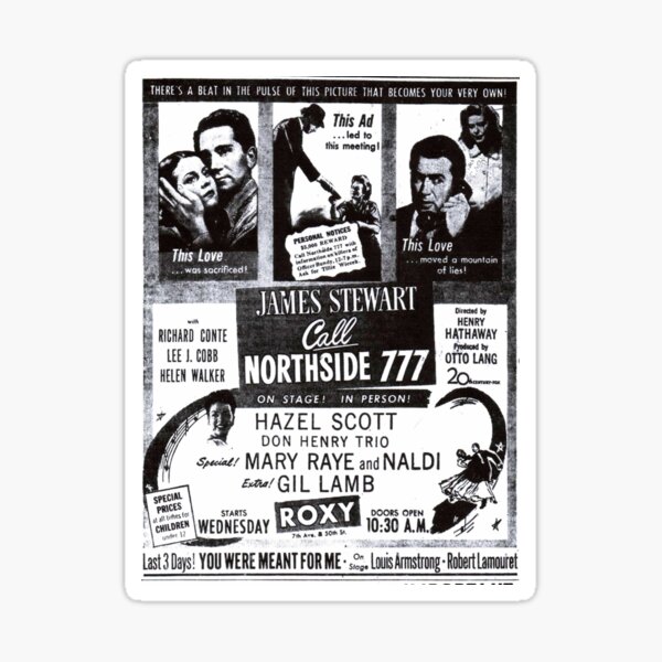 "Call Northside 777 Henry Hathaway" Sticker for Sale by OGANJ6 | Redbubble