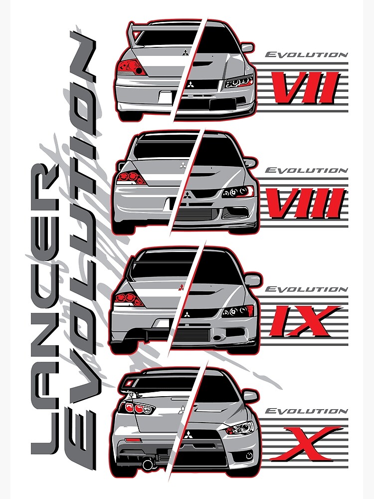 "Mitsubishi Lancer Evolution 7 8 9 10 Generations JDM" Poster for Sale ...