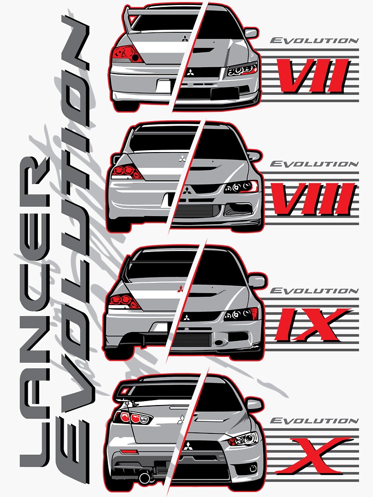 Pegatina «Mitsubishi Lancer Evolution 7 8 9 10 Generaciones JDM» de ...