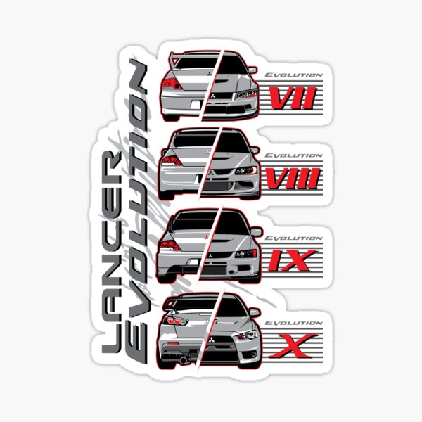 "Mitsubishi Lancer Evolution 7 8 9 10 Generations JDM" Sticker for Sale ...