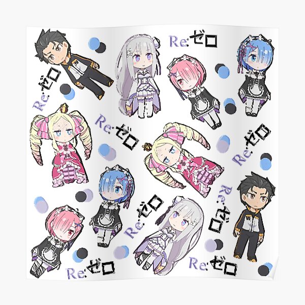 "ReZero Chibi Characters " Poster by RonaldWatson | Redbubble