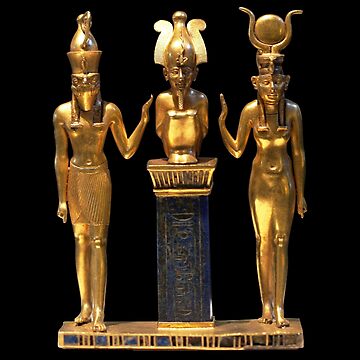 "Egyptian Trinity Golden Horus Osiris and Isis Statue" Art Board Print ...