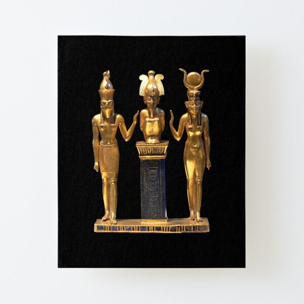 "Egyptian Trinity Golden Horus Osiris and Isis Statue" Mounted Print ...